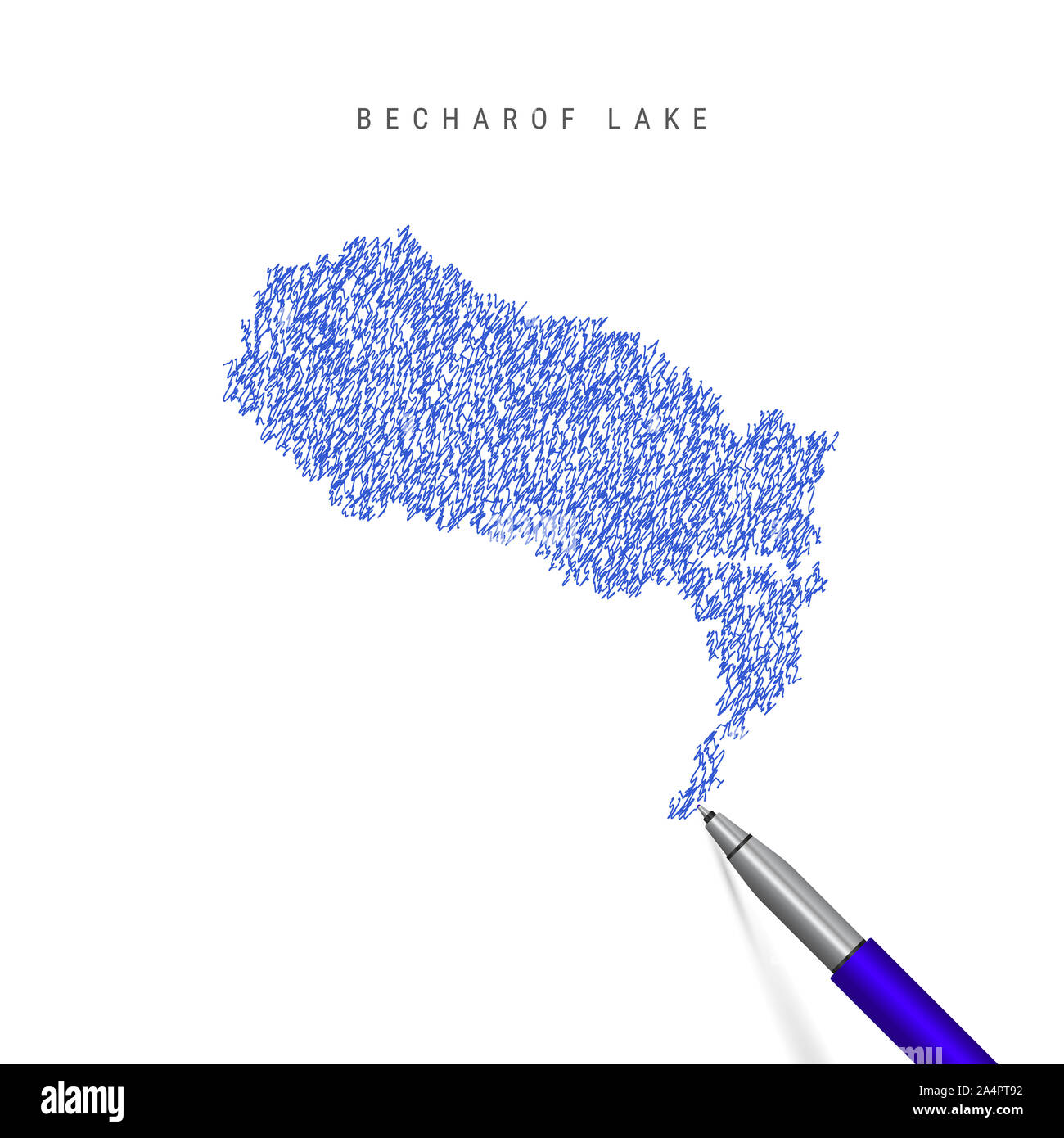Becharof Lake sketch scribble map isolated on white background. Hand ...