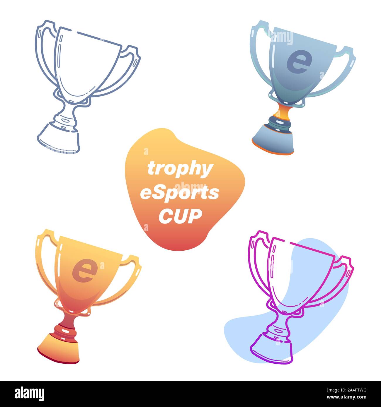 game victory icons set, esports win, vector line concept with prize ...
