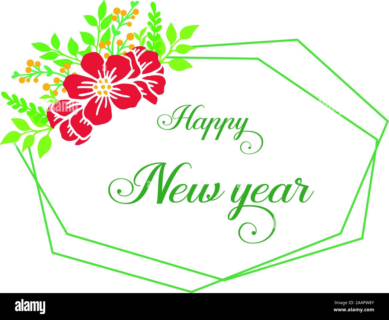 Design of poster happy new year, with elegant red wreath frame. Vector ...