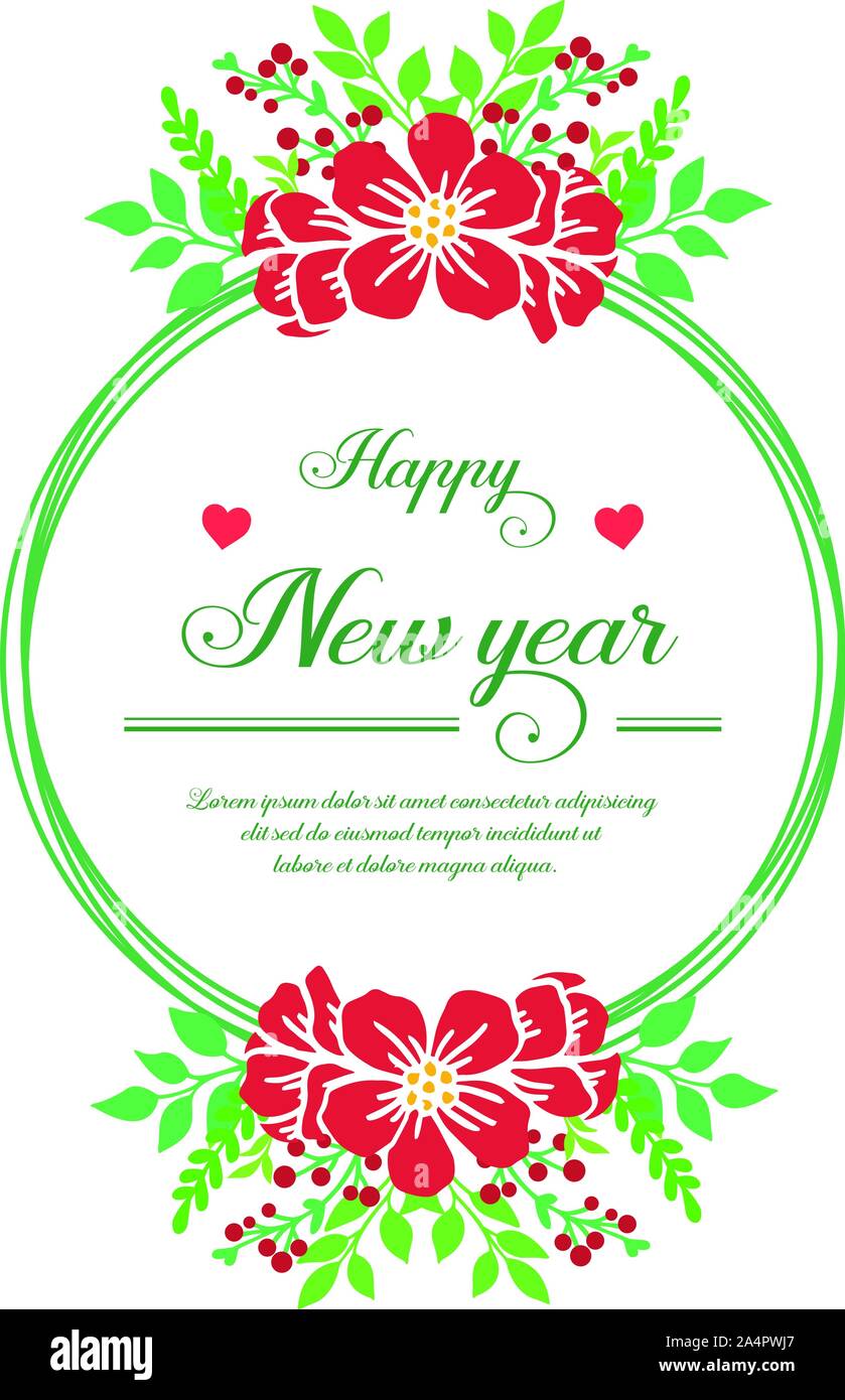 Design for greeting card happy new year, with pattern of vintage red ...
