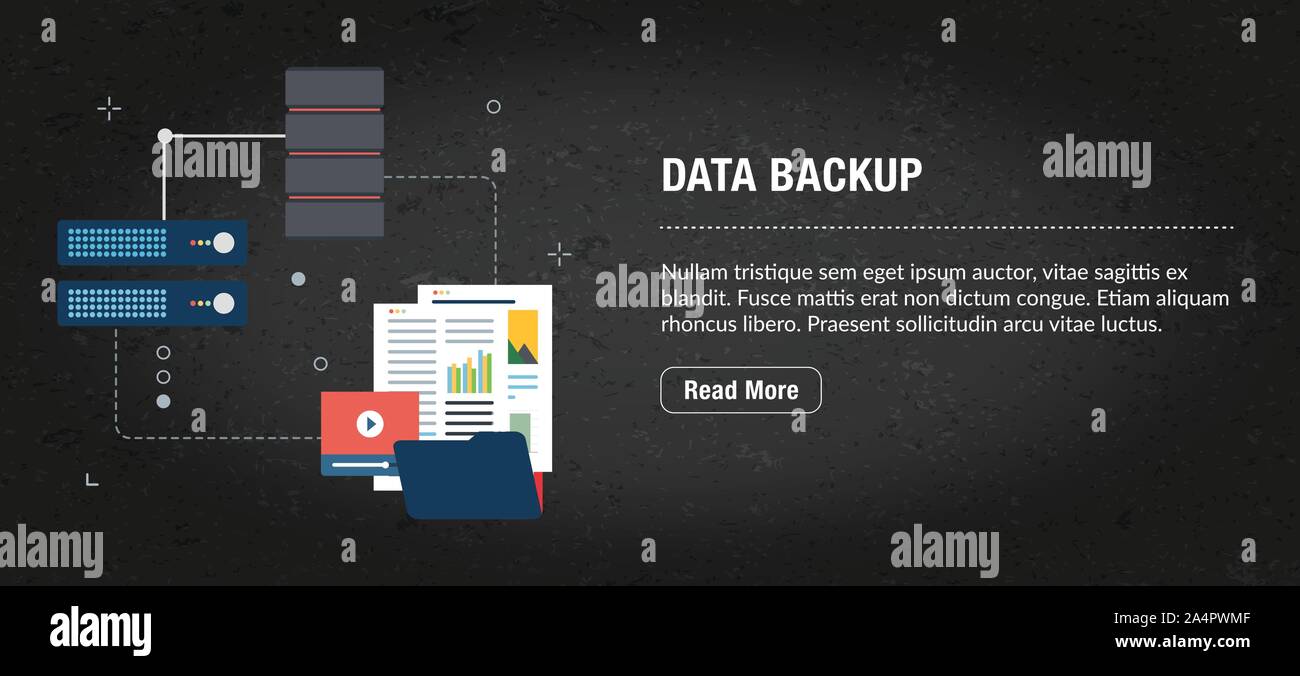 Data backup concept banner internet with icons in vector. Web banner ...