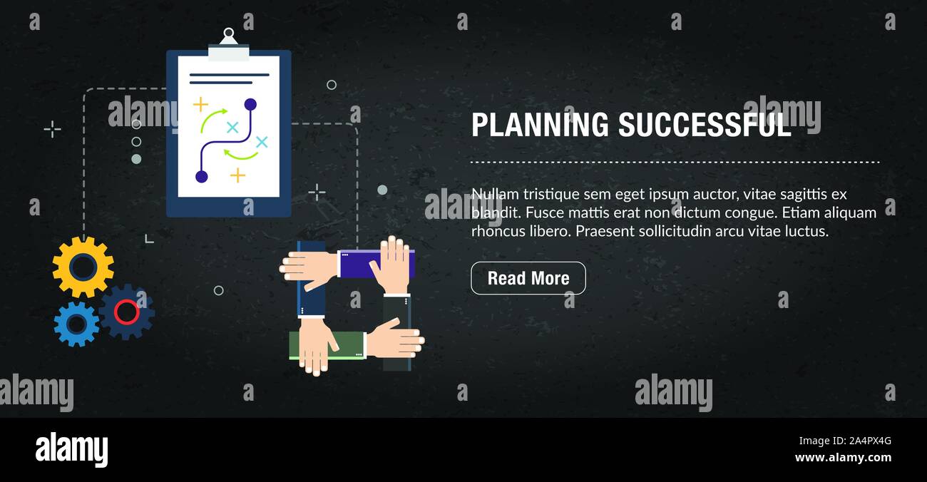 Planning successful concept banner internet with icons in vector. Web ...