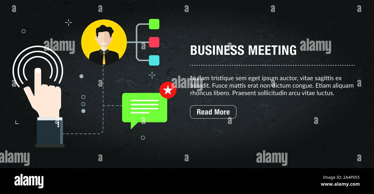 Business meeting concept banner internet with icons in vector. Web ...