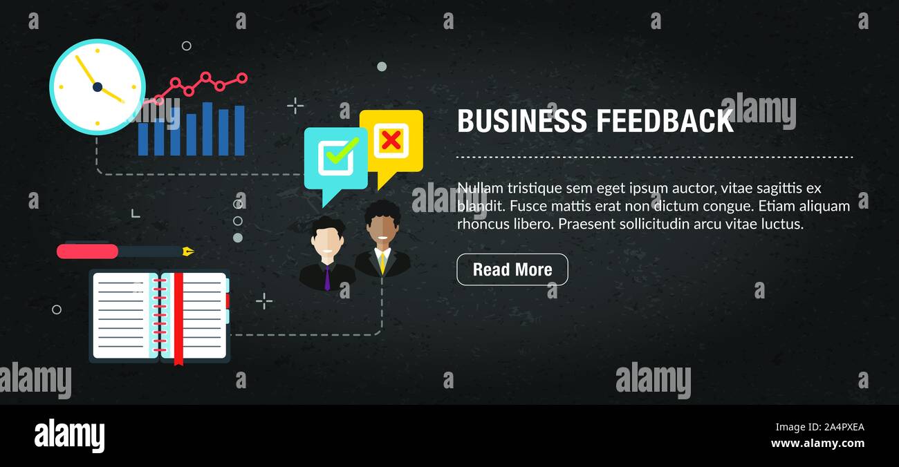 Business feedback, banner internet with icons in vector. Web banner ...