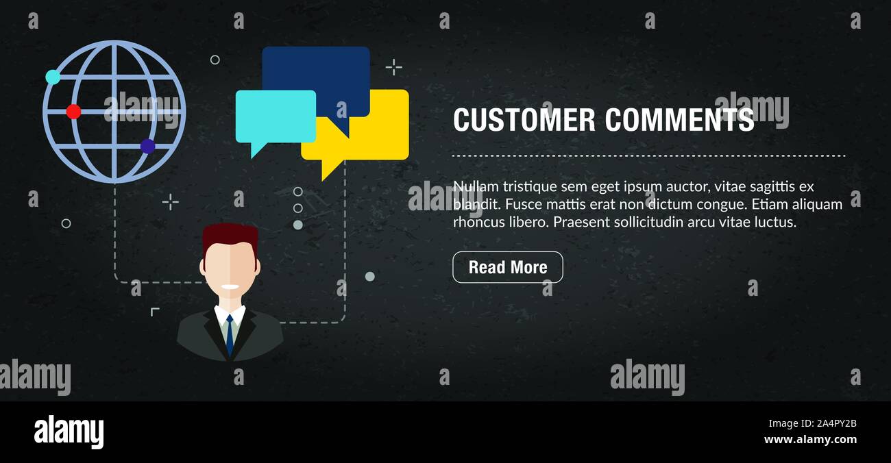 Customer comments concept. Internet banner with icons in vector. Web ...