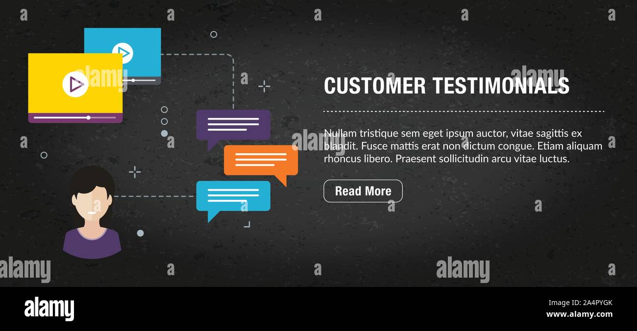 Customer testimonials concept. Internet banner with icons in vector ...