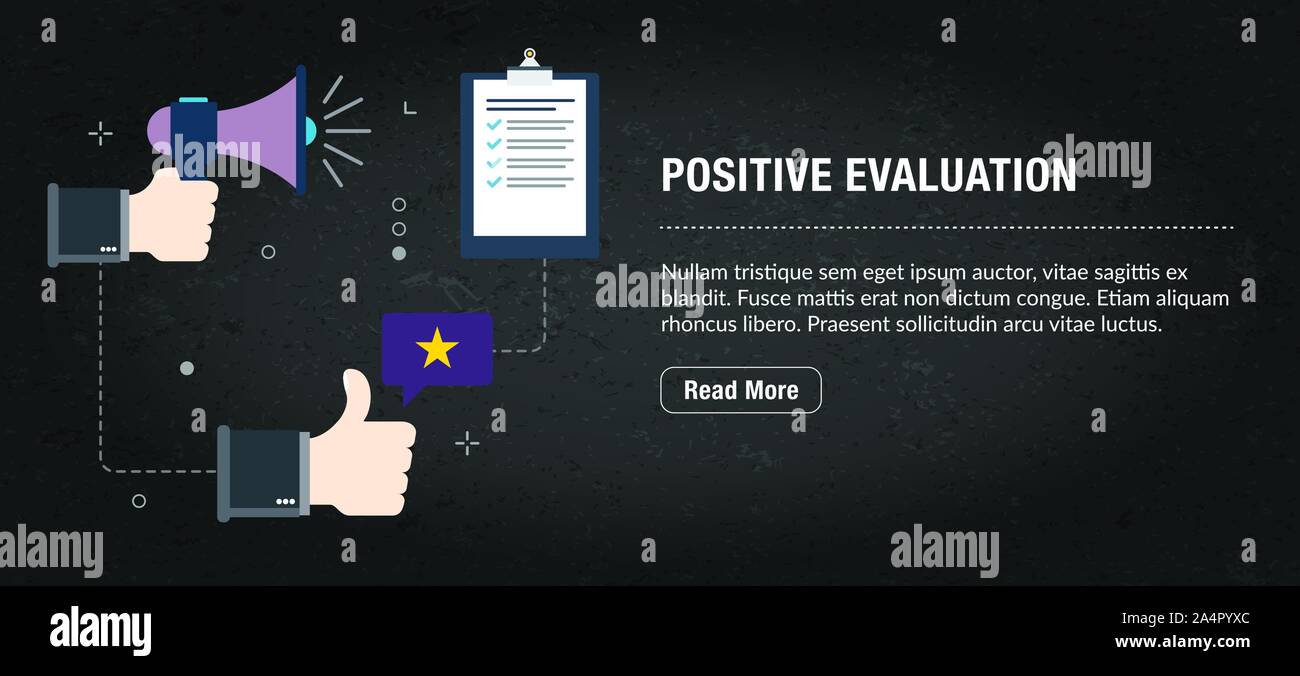 Positive evaluation concept. Internet banner with icons in vector. Web ...