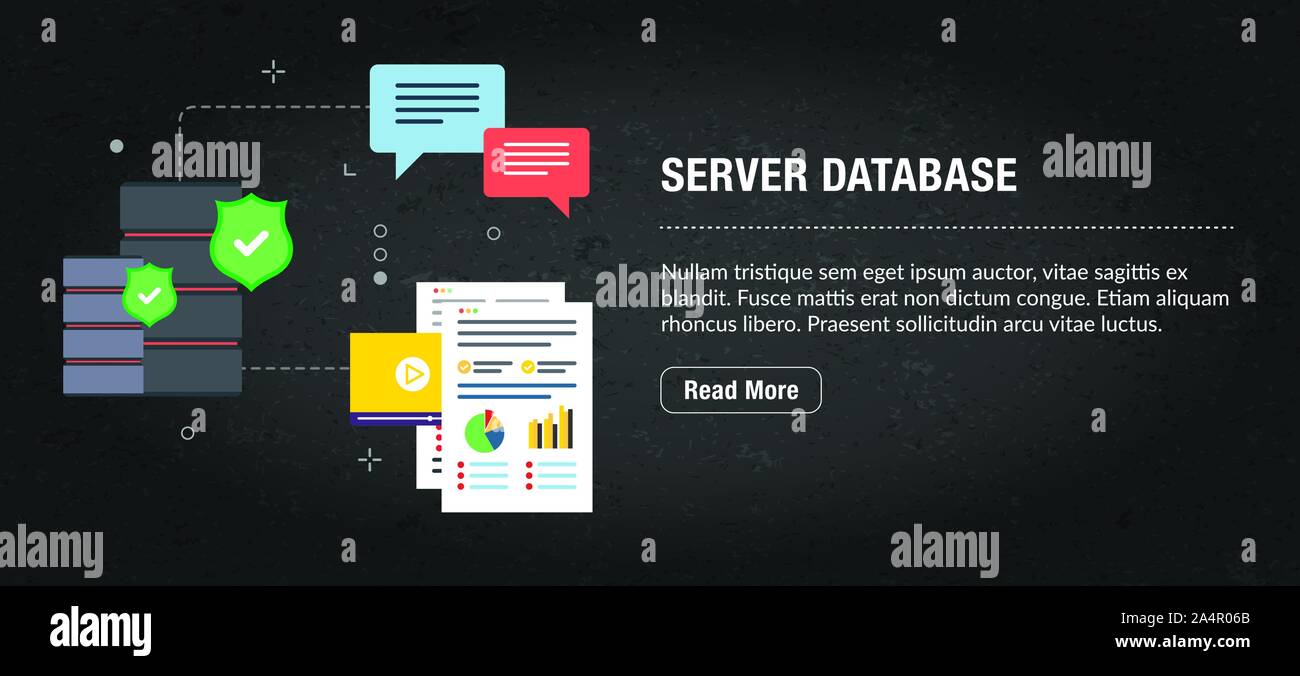 Server database concept. Internet banner with icons in vector. Web banner for business, finance ...