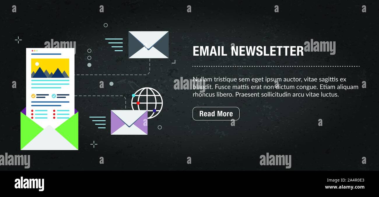 Email newsletter, banner internet with icons in vector. Web banner ...