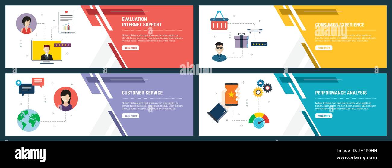 Web banners concept in vector with evaluation internet support ...