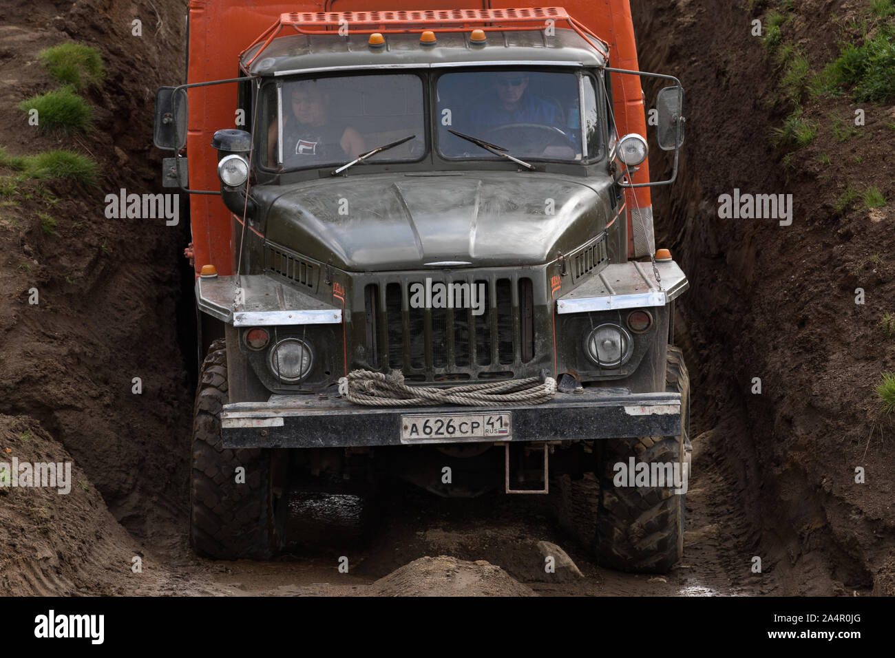 Ural - Russian off-road extreme expedition truck driving on mountain ...
