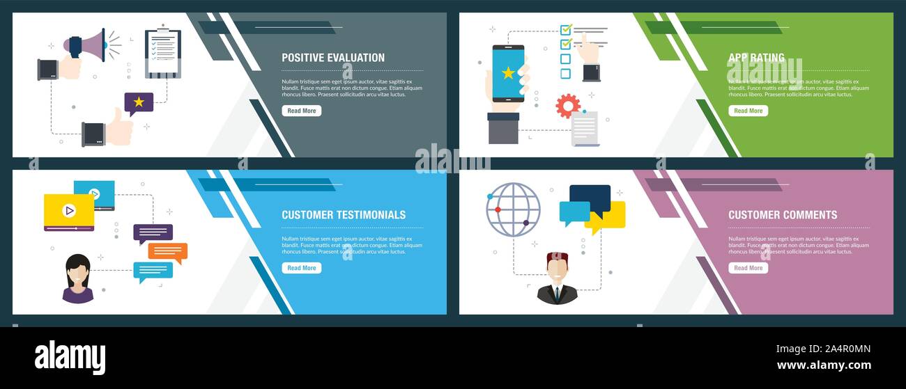 Vector set of vertical web banners with positive evaluation, app rating ...