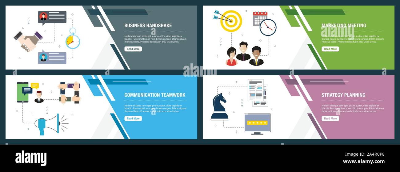 Vector set of vertical web banners with business handshake, marketing ...