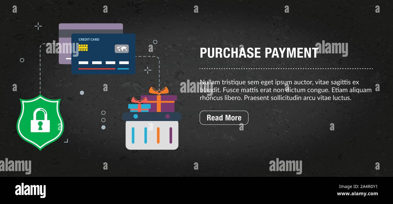 Purchase payment concept. Internet banner with icons in vector. Web ...
