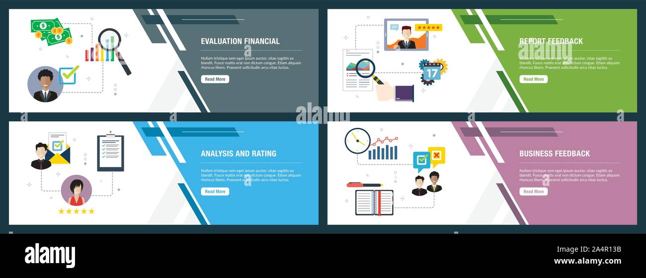 Web banners concept in vector with evaluation financial, report ...