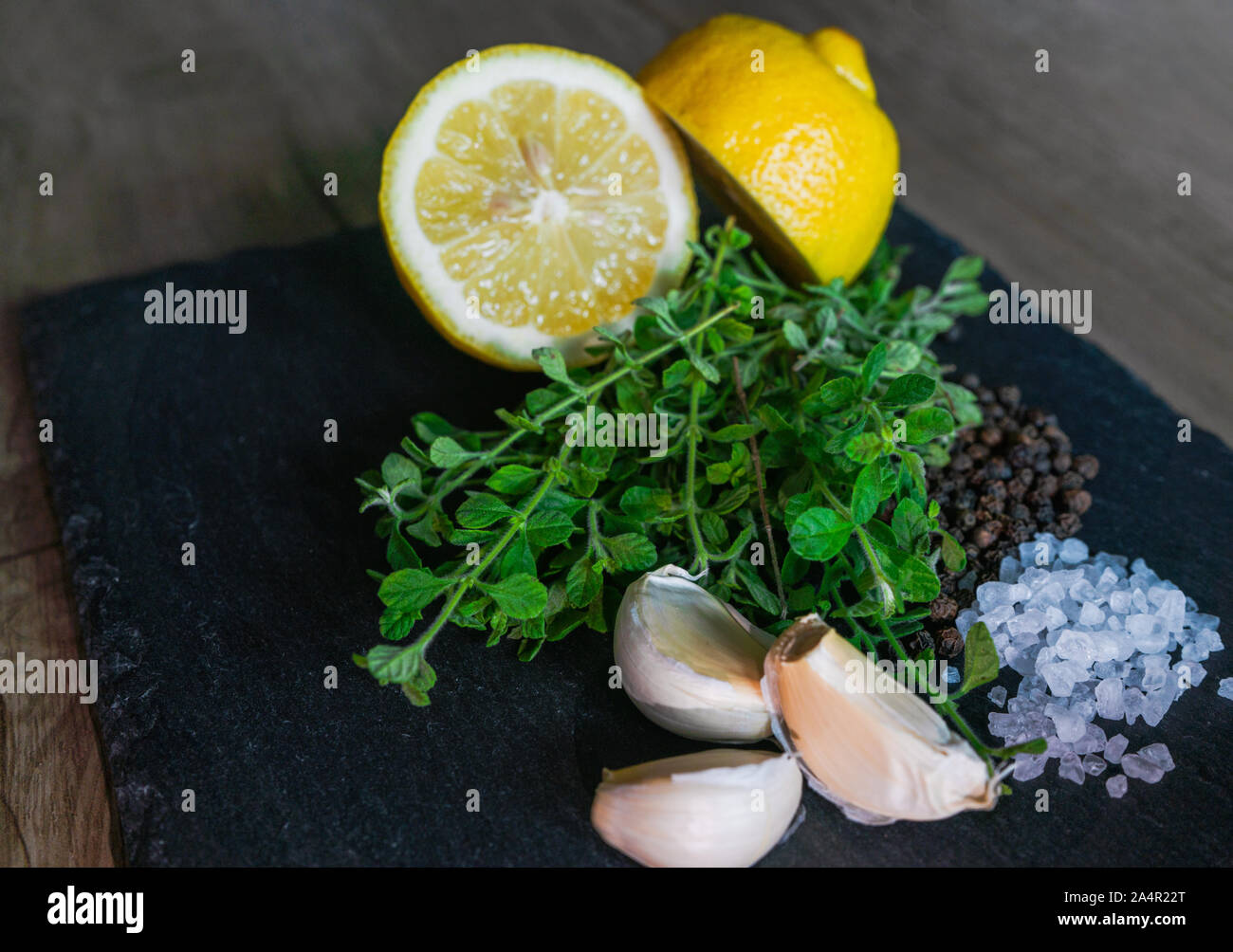 Lemon & Thyme Ingredients Stock Photo - Alamy