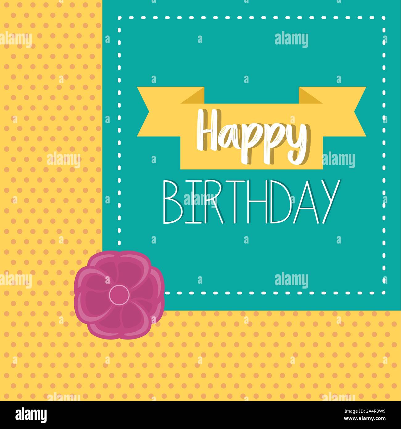 Colored birthday card with a wrapped ribbon - Vector Stock Vector Image ...