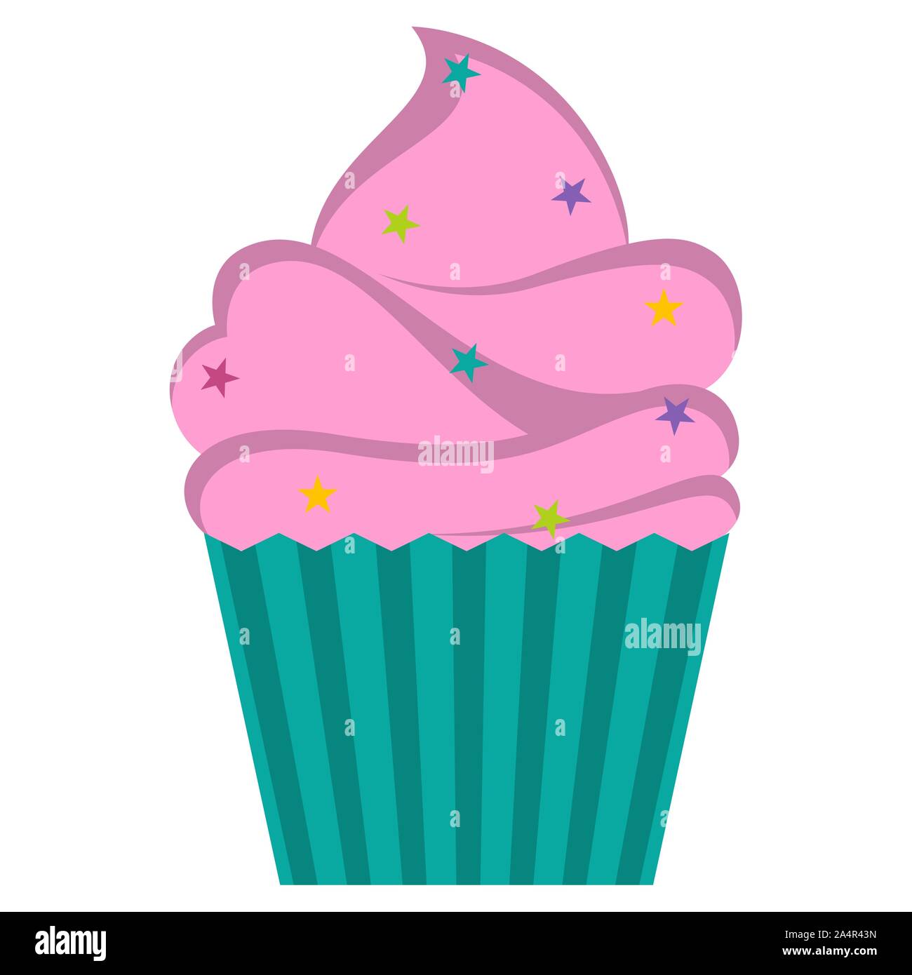 Isolated birthday cupcake icon over a white background - Vector Stock ...