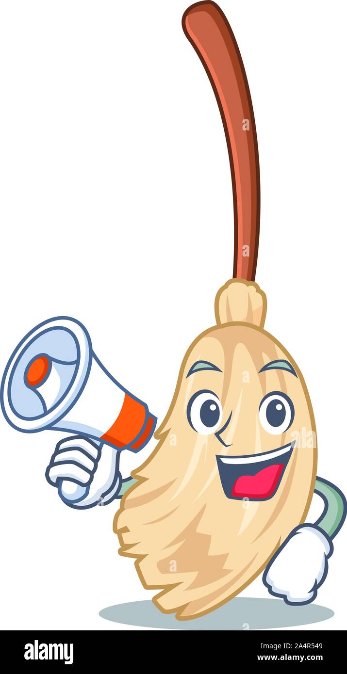 With megaphone broom with in a the cartoon Stock Vector Image & Art - Alamy