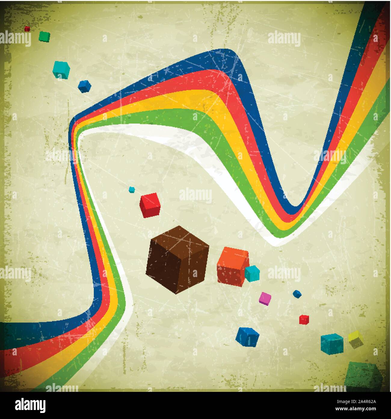 Flying cubes and ribbons Stock Vector Image & Art - Alamy