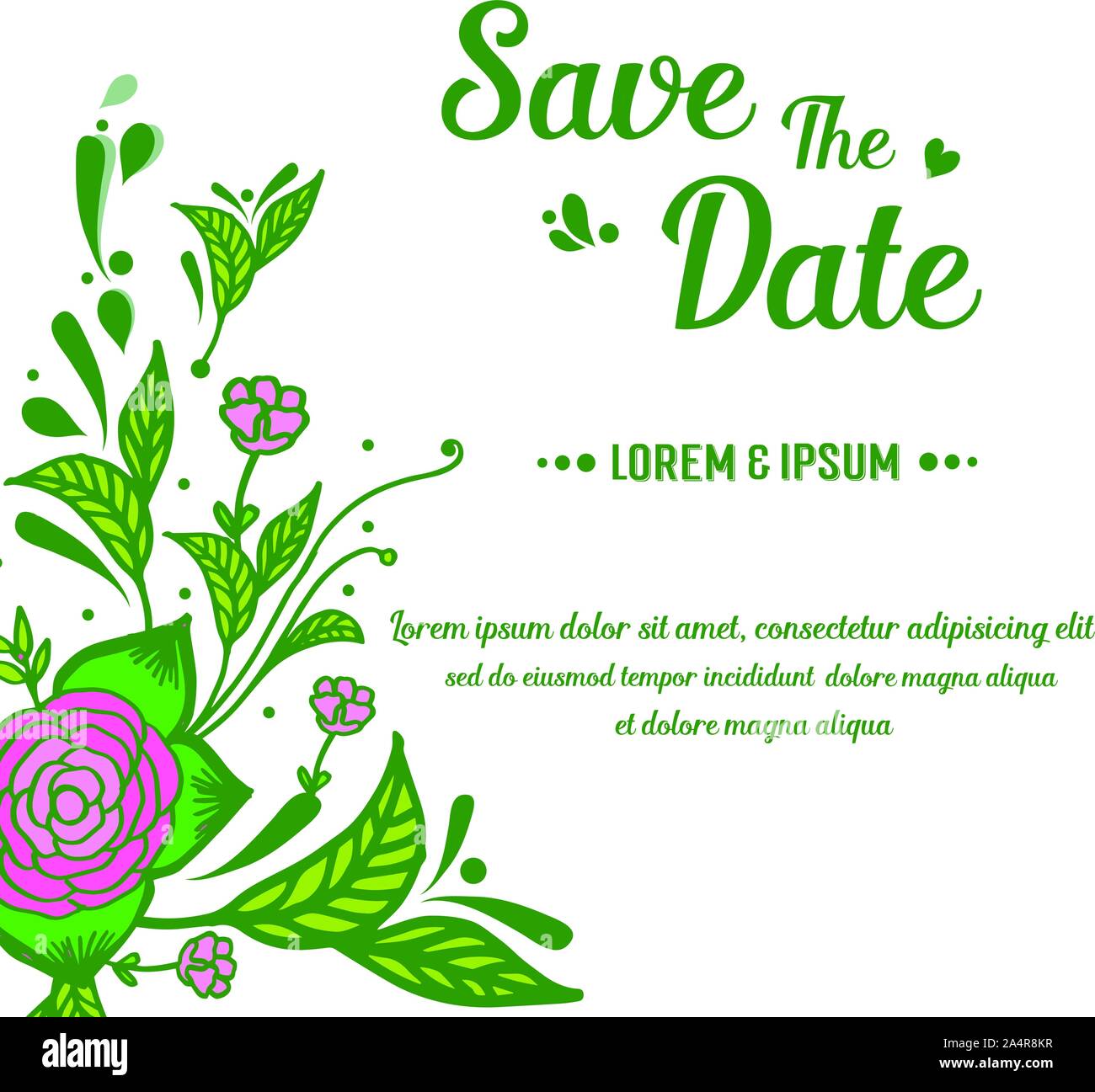 Elegant rose wreath frame, for design of card save the date. Vector ...