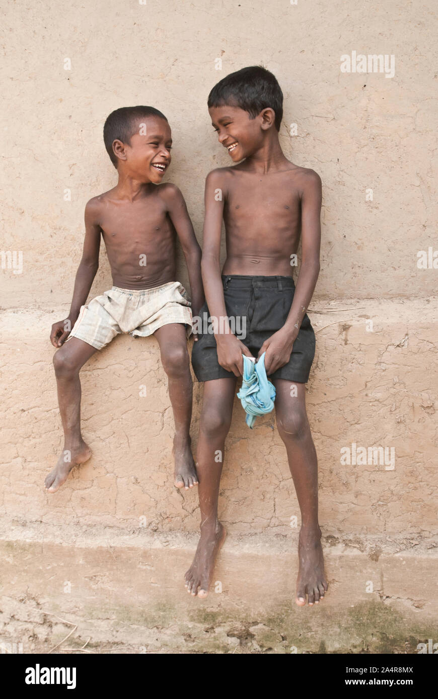 Children from the ethnic Santal village, in Joypurhat, Rajshahi ...