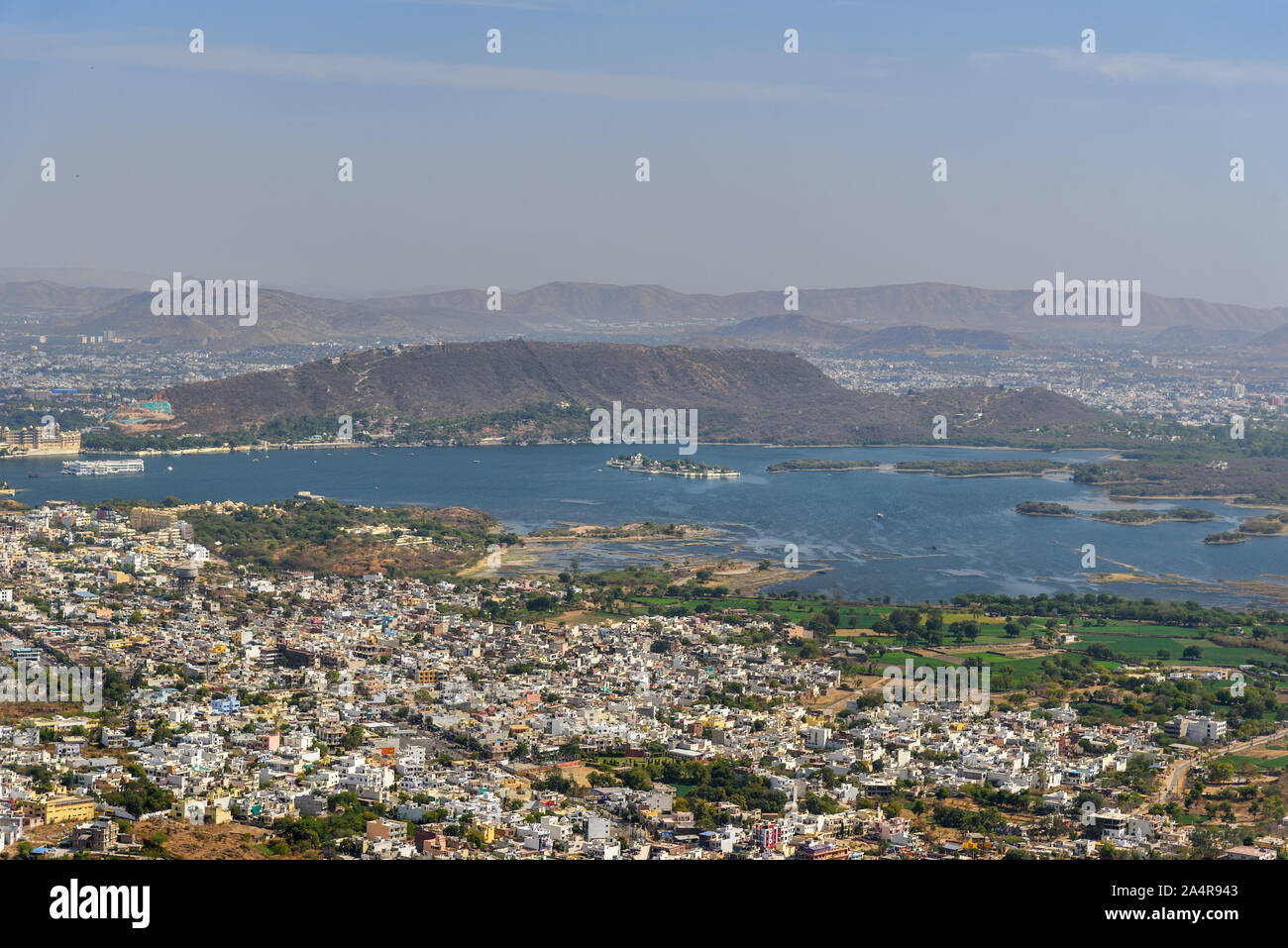 View of Udaipur city and Pichola Lake from Monsoon Palace. Rajasthan ...