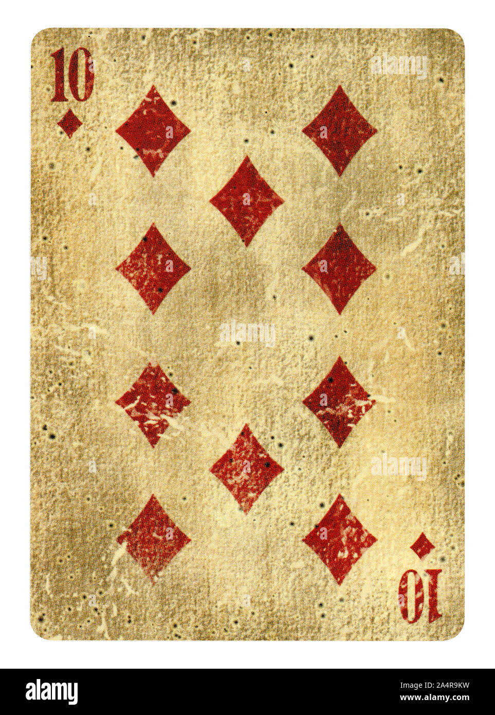 Ten of Diamonds Vintage playing card - isolated on white (clipping path ...