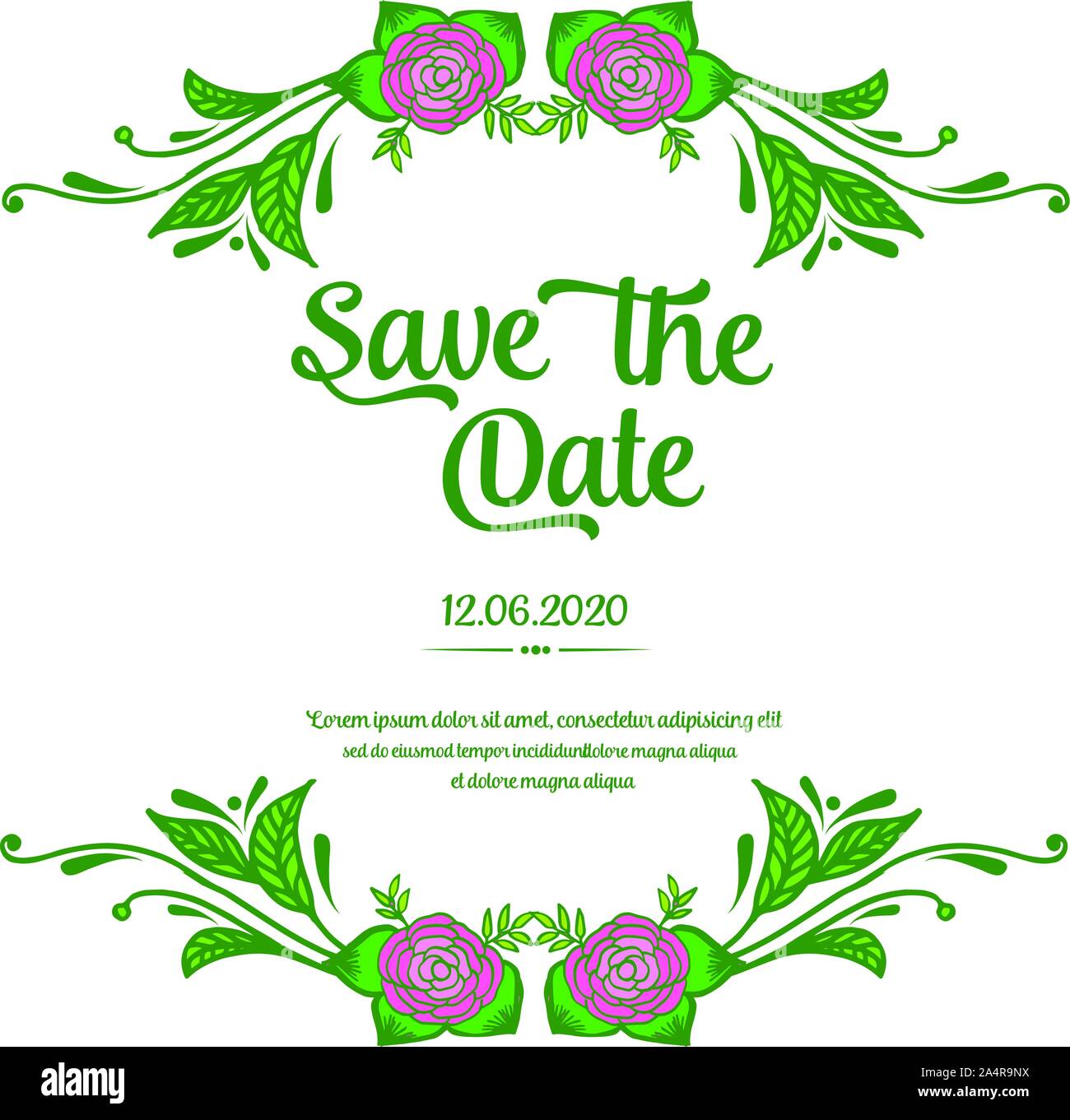 Elegant rose wreath frame, for design of card save the date. Vector ...