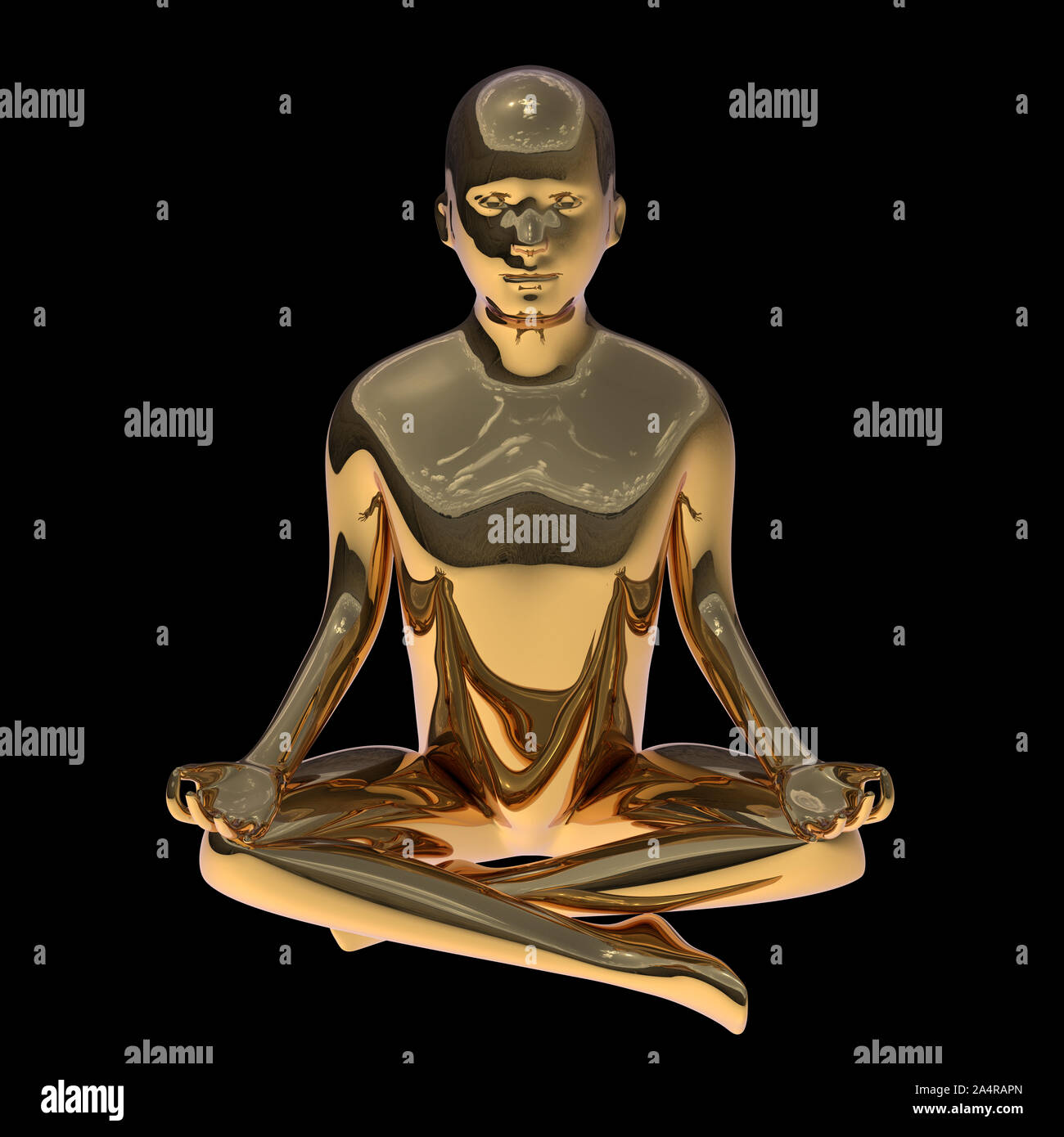 Lotus pose golden yoga man stylized figure polished solid. Human mental ...
