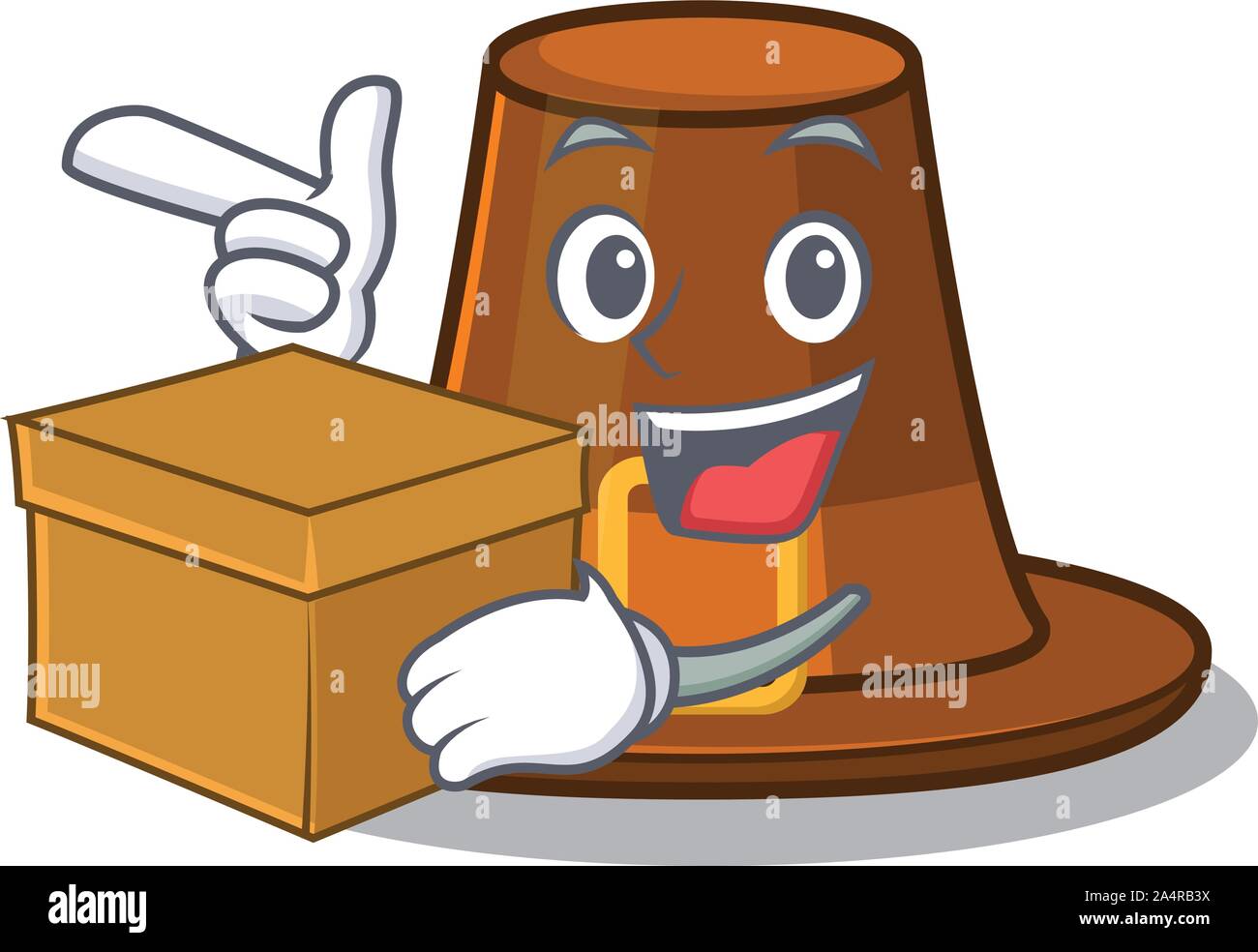 With box pilgrims hat isolated with the cartoon Stock Vector Image ...