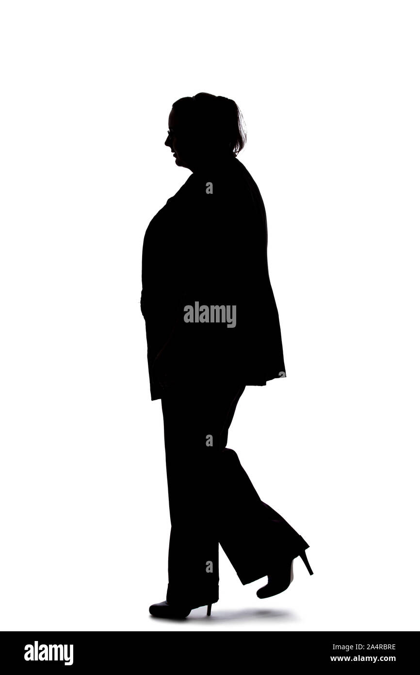 Silhouette of a curvy or plus size businesswoman on a white background ...