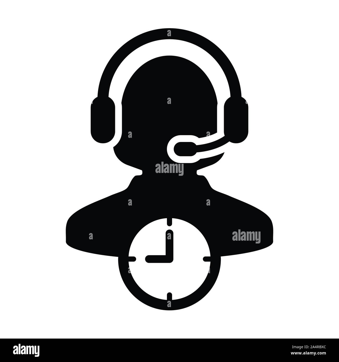 Customer care icon vector with clock symbol and female customer care ...