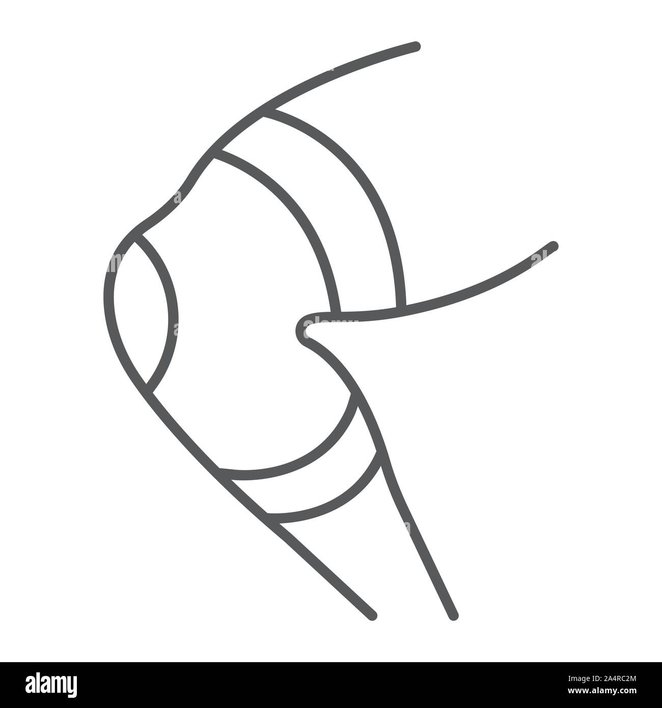 Knee brace thin line icon, orthopedic and medical, leg bandage sign ...