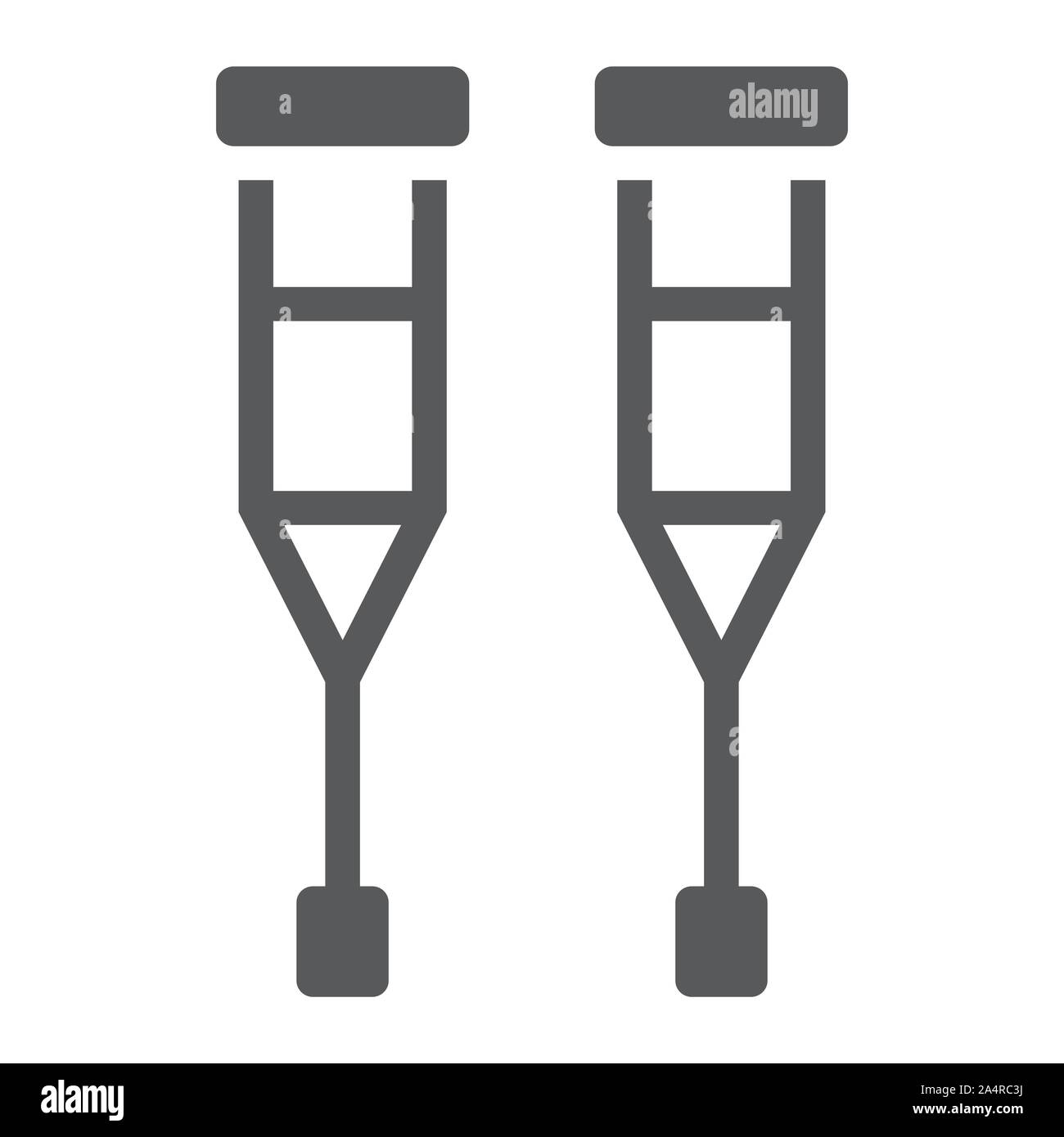Walking crutches glyph icon, orthopedic and medical, support cane sign ...