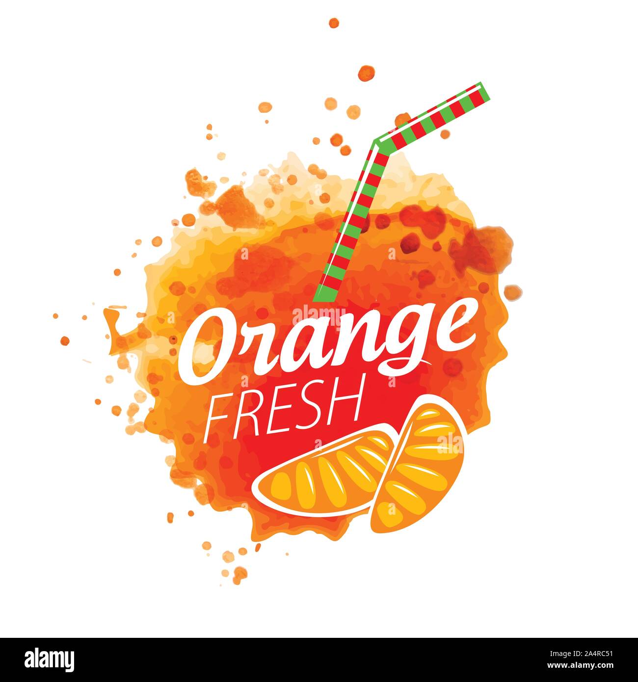 Vector logo orange juice splatter on white background Stock Vector ...