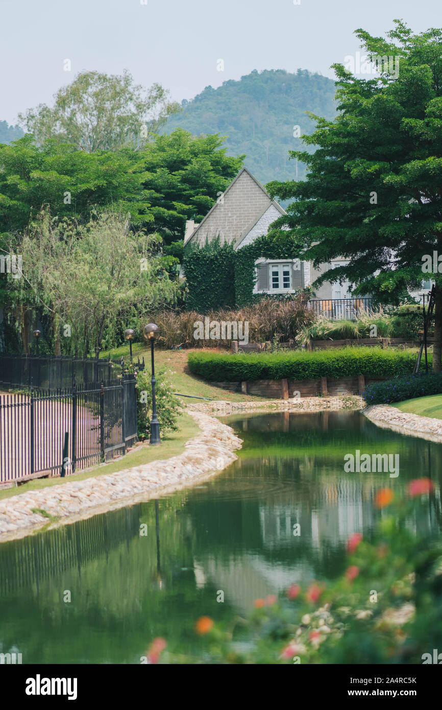 Beautiful decoration of English country style building covered with ...