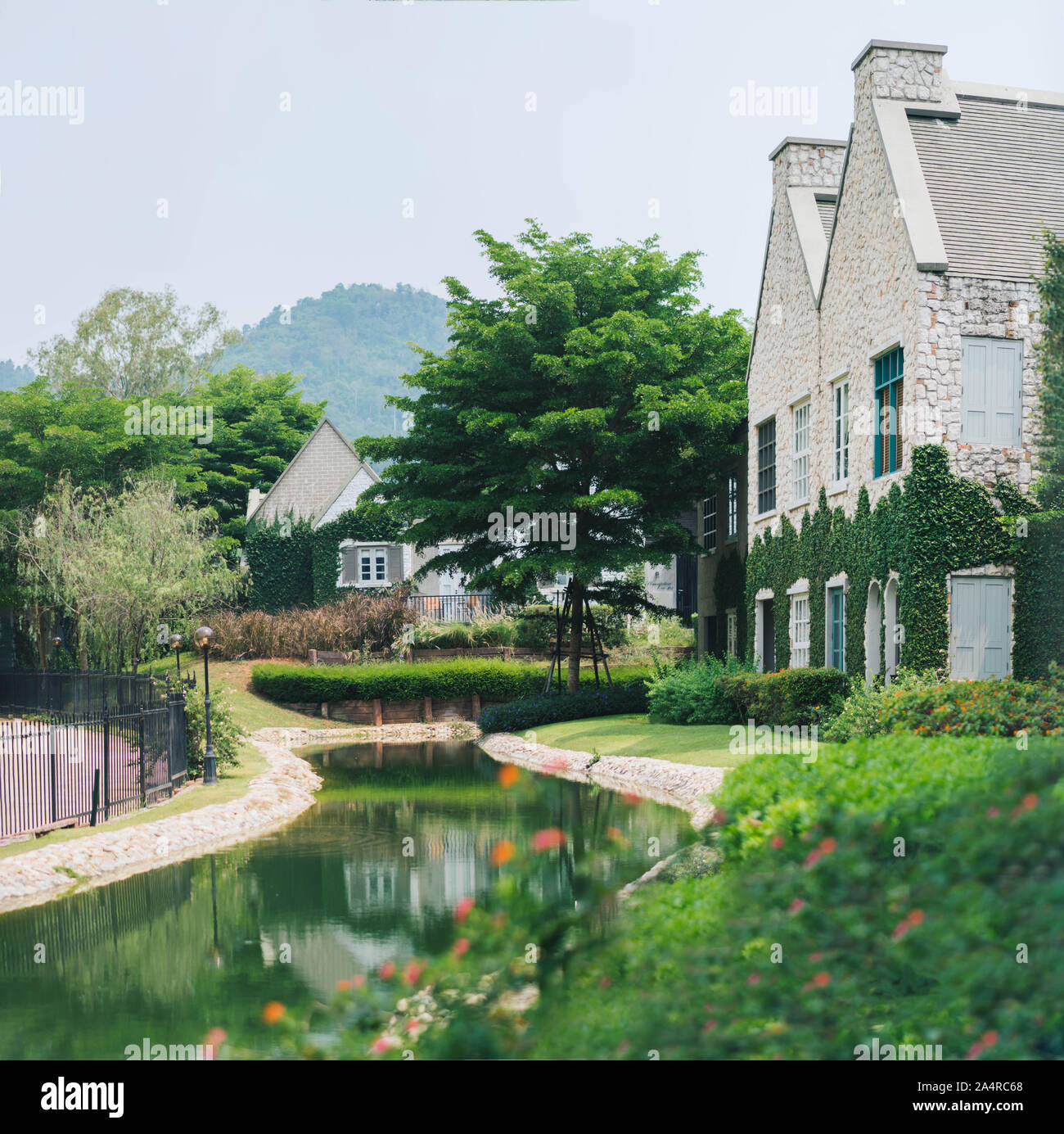 Beautiful decoration of English country style building covered with ...