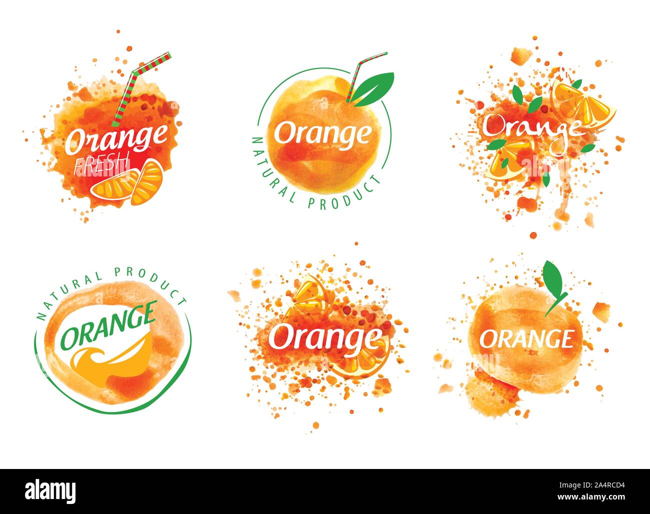 Vector logo orange juice splatter on white background Stock Vector ...