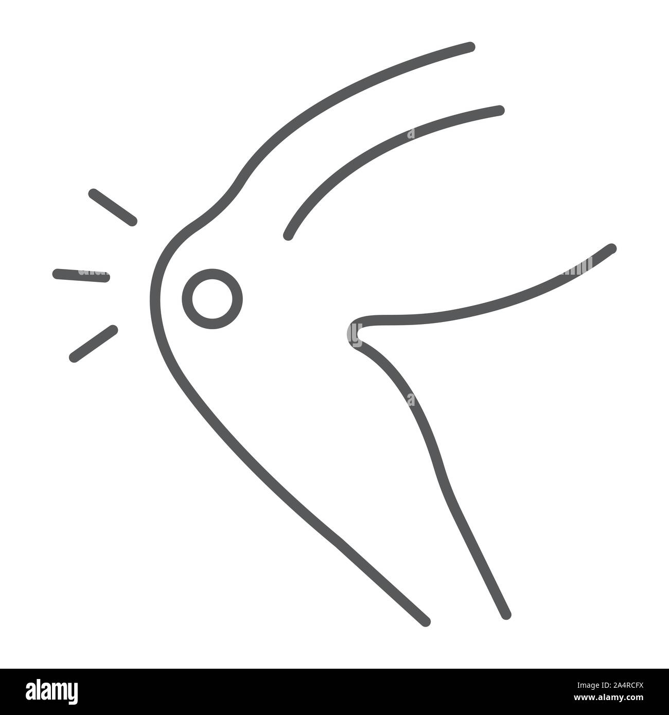 Knee pain thin line icon, orthopedic and medical, leg injury sign ...