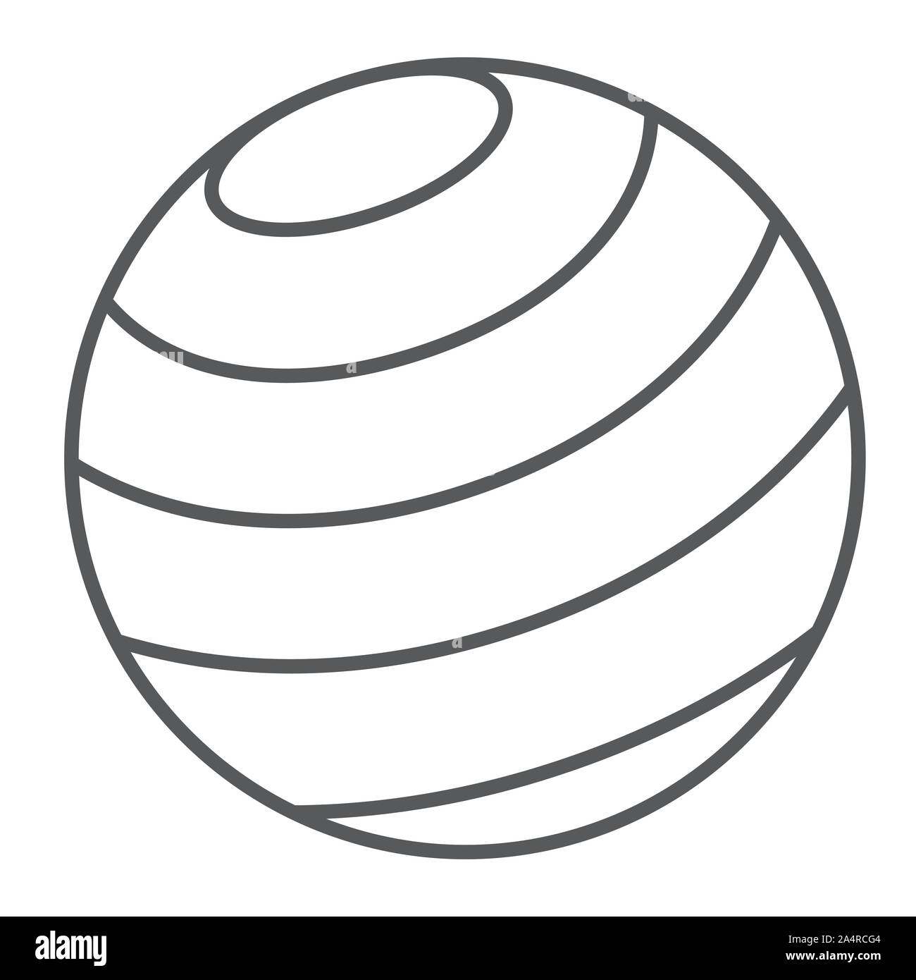 Gymnastic ball thin line icon, sport and equipment, fitness ball sign ...