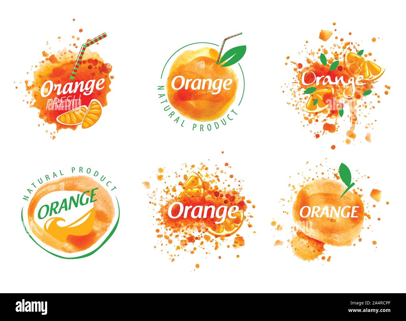 Vector logo orange juice splatter on white background Stock Vector ...