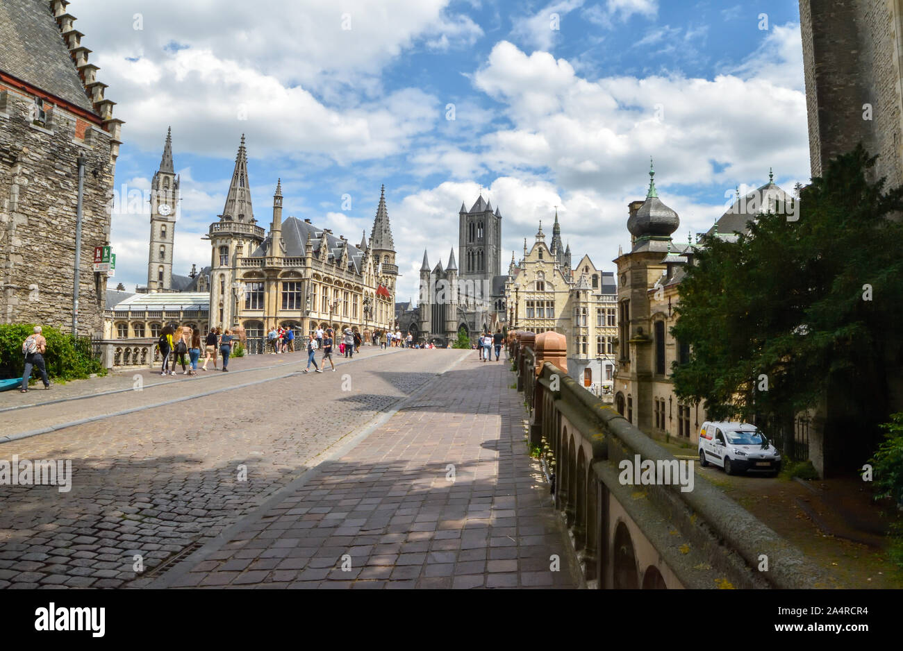 Panoramic view of the historic city center of Ghent Stock Photo - Alamy