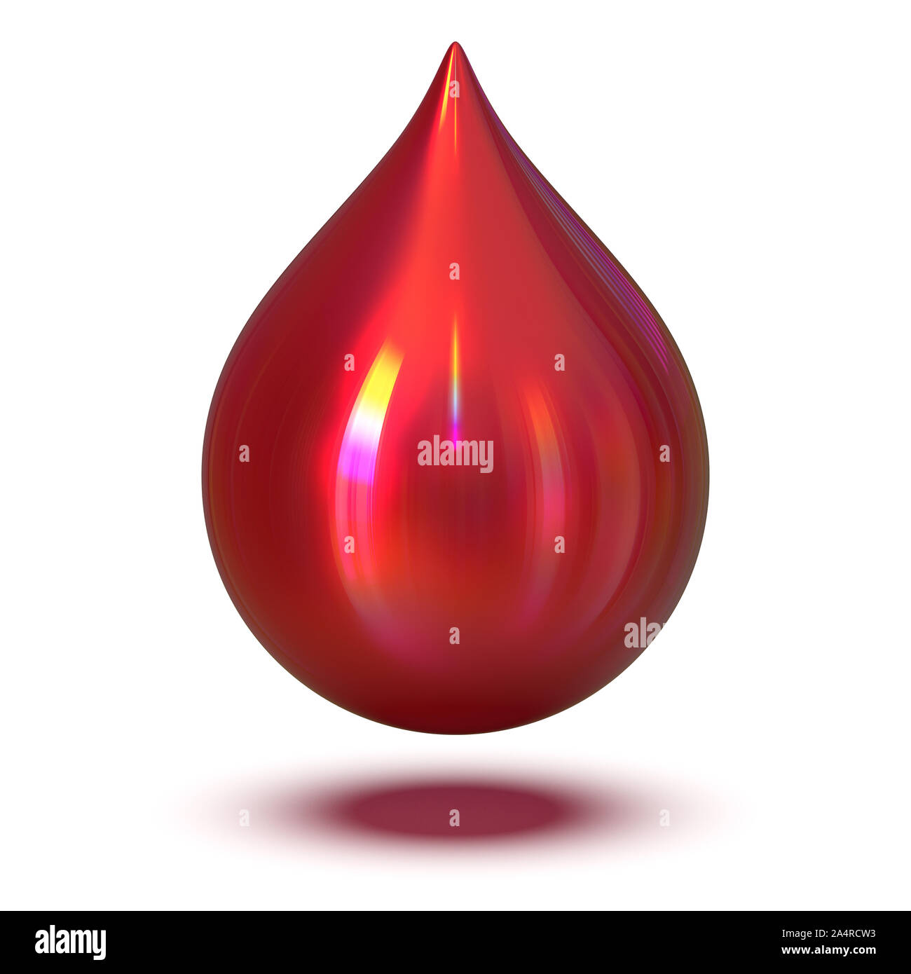 Red drop blood abstract ink dye shining. Single droplet form closeup ...