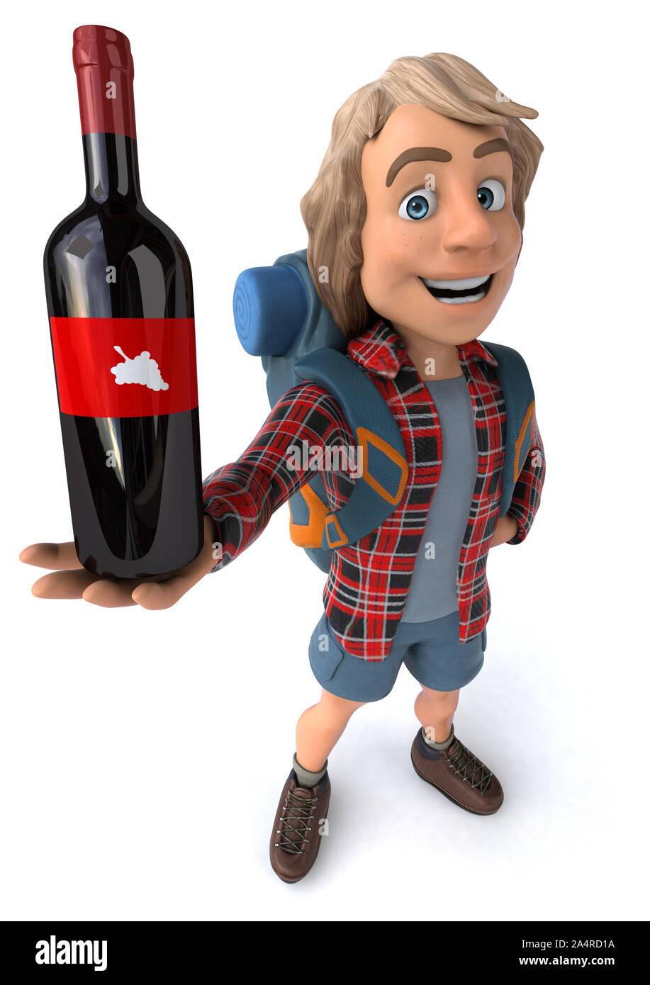 Fun backpacker cartoon guy Stock Photo - Alamy