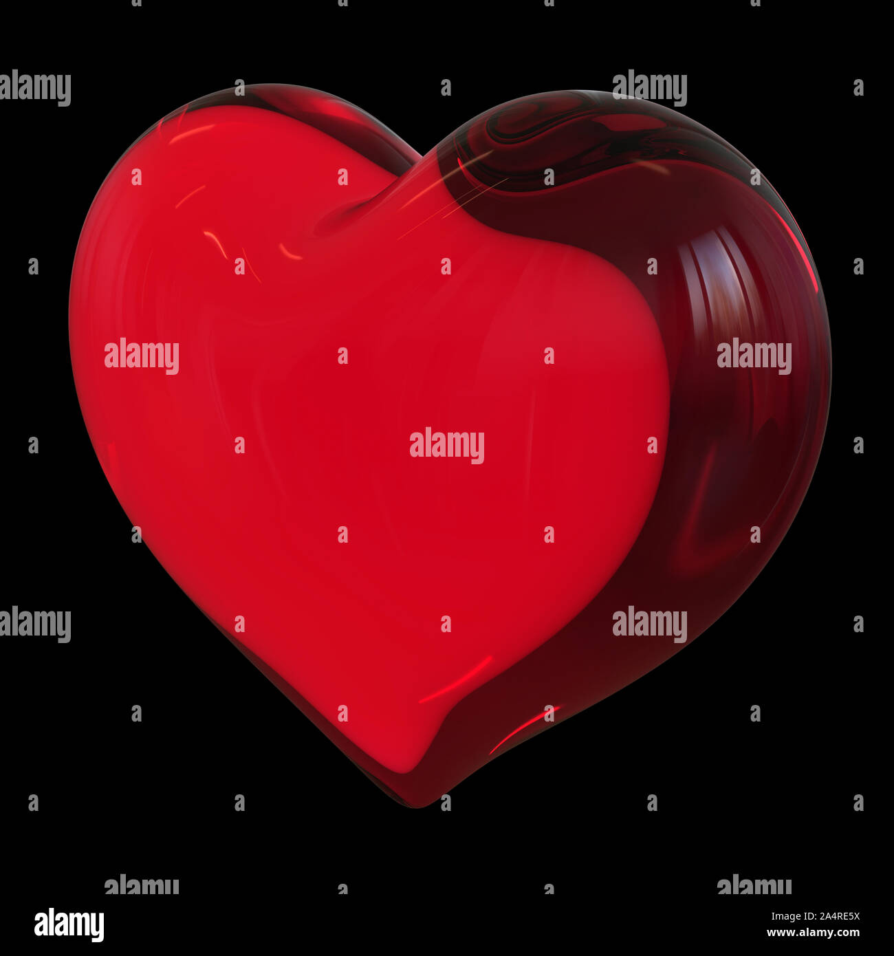 red heart shape translucent love symbol made of glass. Valentine's Day ...