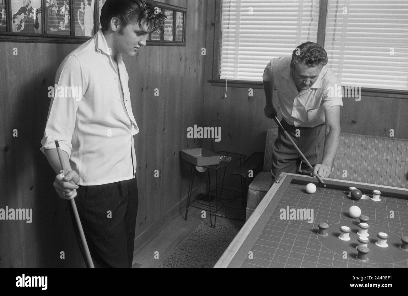 Elvis Presley and his father Vernon Presley, playing pool at Elvis’s ...