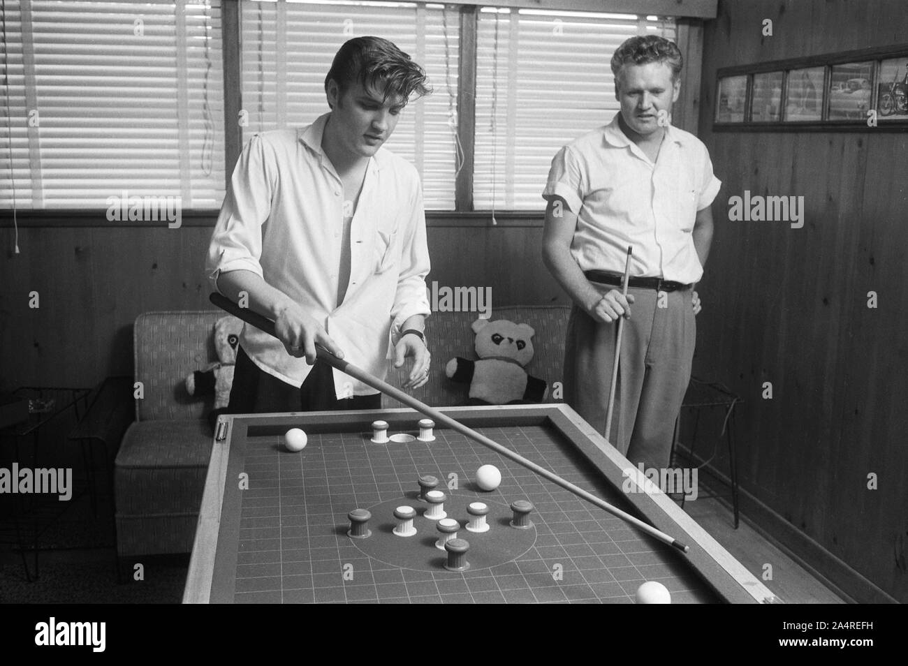 Elvis Presley and his father Vernon Presley, playing pool at Elvis’s ...