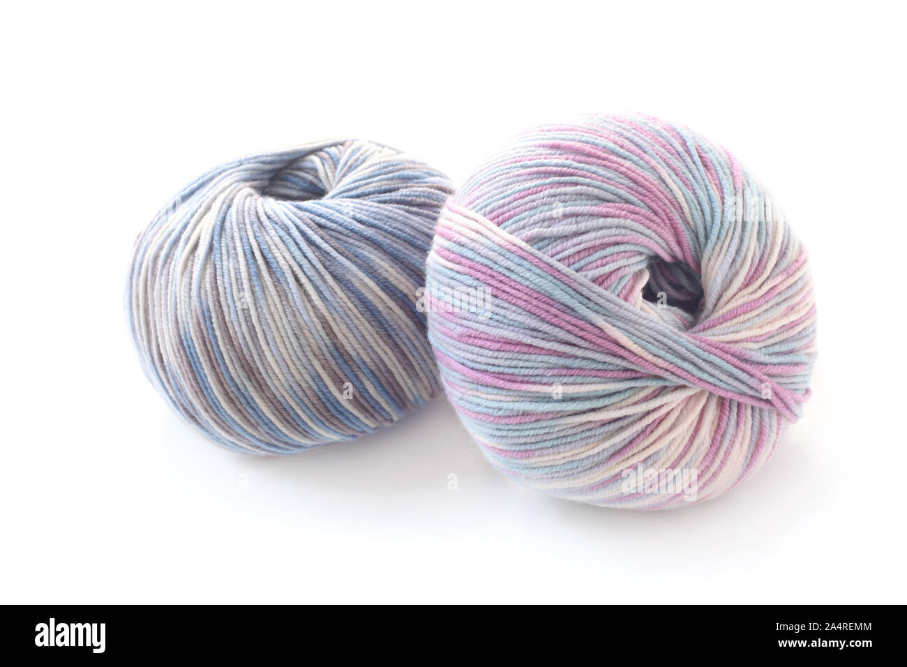 Two Balls Of Wool Isolated On White Stock Photo - Alamy