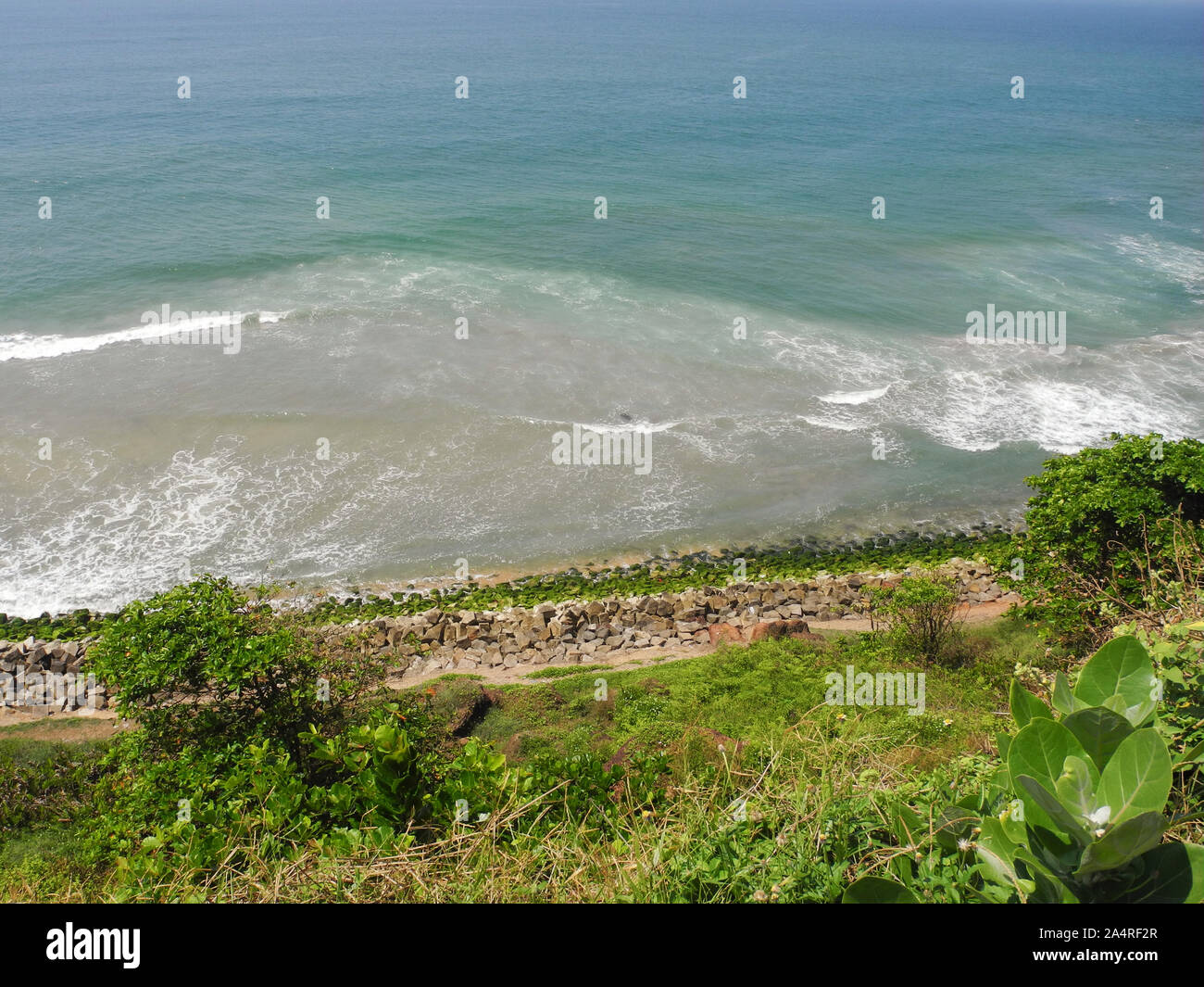 Waves of the Arabian Sea, Trivandrum, Kerala. View from the cliff Stock ...
